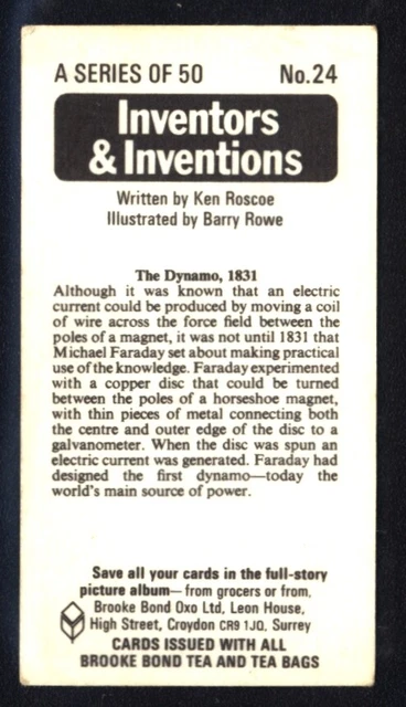 BROOKE BOND INVENTORS & Inventions (1975) The Dynamo, 1831 No. 24 EUR 1 ...