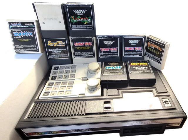 VINTAGE COLECOVISION CONSOLE with 2 controllers and 10 Games (Partially ...