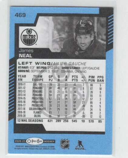20/21 OPC EDMONTON Oilers James Neal Blue Border card #469 $3.99 ...