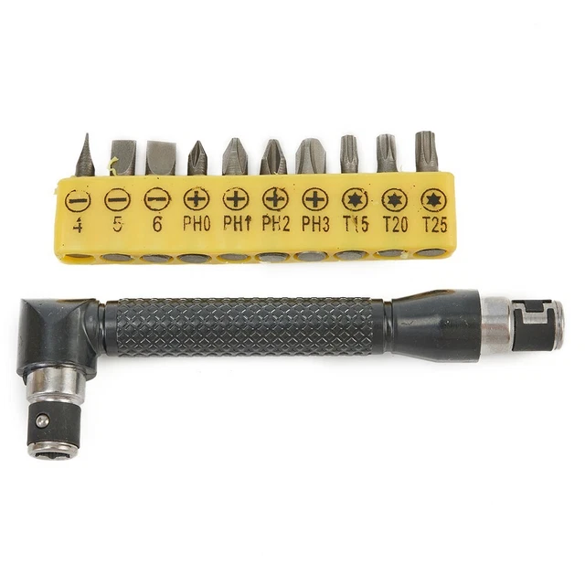 L SHAPED ANGLE Head Screwdriver Set with 10 Bits for Home and Office ...