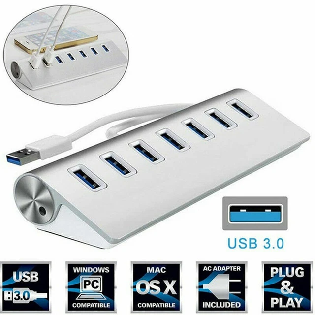 RÉPARTITEUR USB 3.0 actif à 7 ports, hub de données 5 Gbit/s pour PC ...