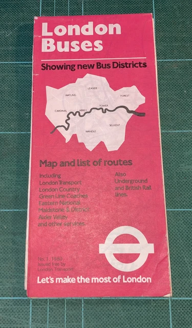 LONDON TRANSPORT - Map And List Of Bus Routes - 1980 £2.99 - PicClick UK