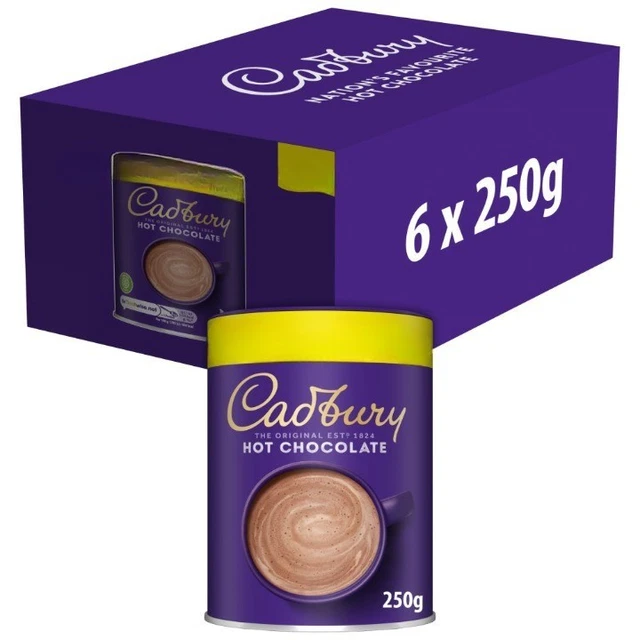 CADBURY DRINKING HOT Chocolate 6, 12 or 18 x 250g Rich Cocoa Drink Mix ...