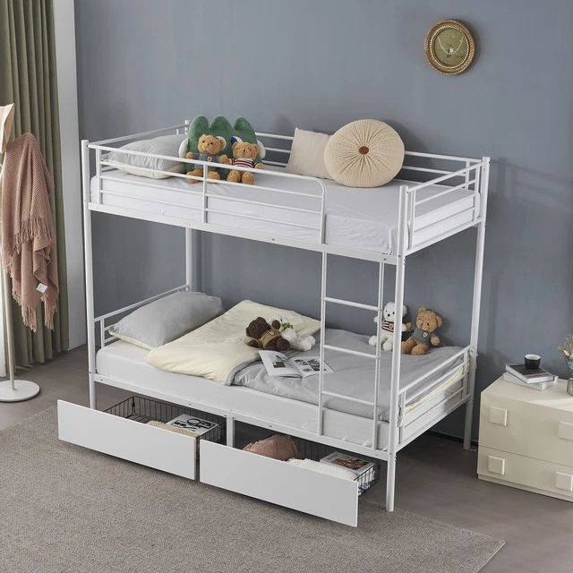 3FT BUNK BED Single Loft Sleeper Bed Frame with Ladder Two Drawers ...