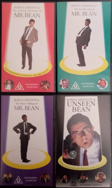 MR BEAN VHS x4 Amazing Adventures Terrible Tales Merry Mishaps Unseen ...