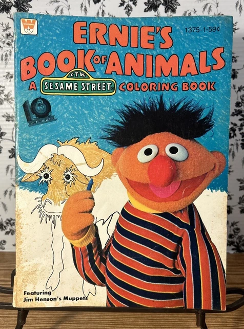 WHITMAN SESAME STREET Ernie’s Book Of Animals Coloring Book 1977 ...