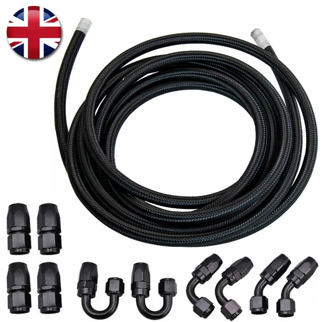 AN6 NYLON BRAIDED Fuel Oil Gas Line Hose End Fitting Pipe 5 Meters 6AN ...