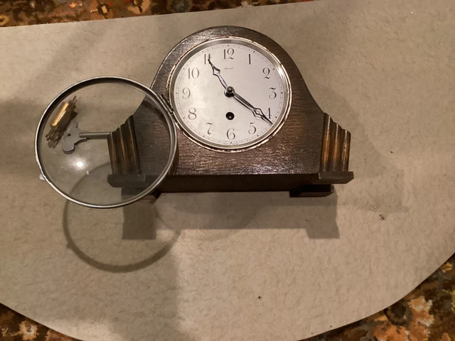 VINTAGE DAVALL MANTLE clock includes pendulum, hanger, pin and winding ...