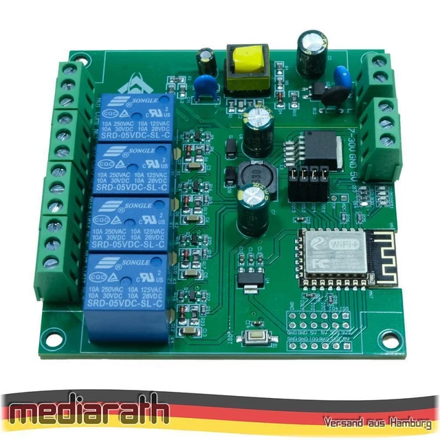 LC TECHNOLOGY ESP8266 ESP-12F WiFi 4 Channel Relay DC5-30V AC90-250V ...