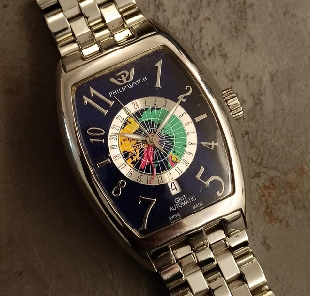 PHILIP WATCH PANAMA Gmt Automatic Swiss Made Tonneau Eta2893-2 EUR 300 ...