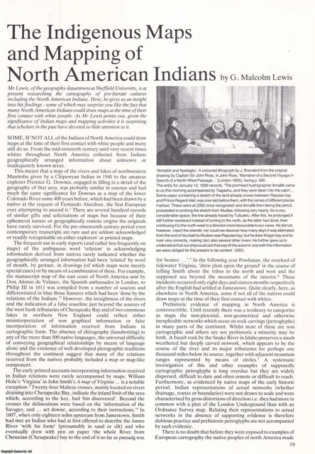 THE INDIGENOUS MAPS And Mapping Of North American Indians. An Original ...