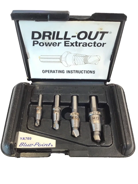 BLUE POINT BY SNAP ON 4 Piece Broken Screw & Bolt Power Extractor Set ...