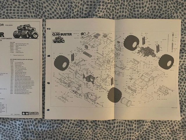 TAMIYA ORIGINAL EXPLODED Diagram Parts List from Service guide Clod ...