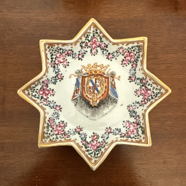 ANTIQUE CHINESE EXPORT Porcelain Armorial 8 Point Star Dish £66.28 ...