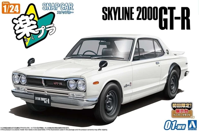 AOSHIMA 1/24 RAKUPLA Snap Modellbausatz KPGC10 Skyline HT 2000GT-R weiß ...