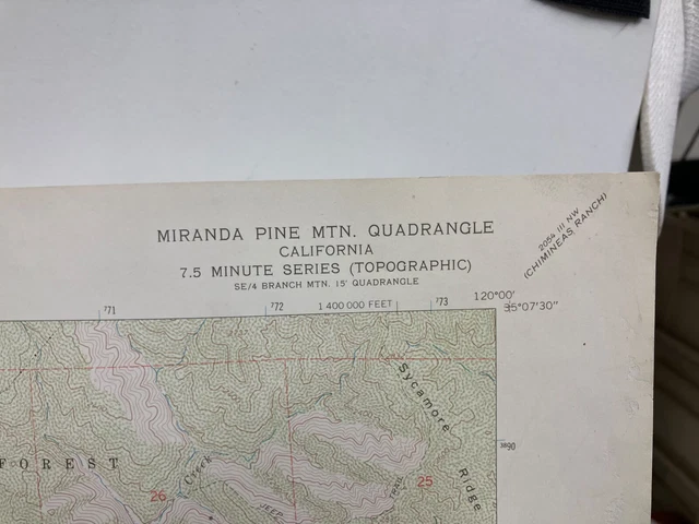MIRANDA PINE MOUNTAIN, California Quadrangle Usgs Topographic Map 1974 ...