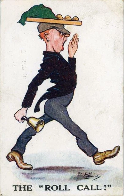 PRINTED WW1 MILITARY Comic Postcard "The Roll Call!" By Lawrence ...