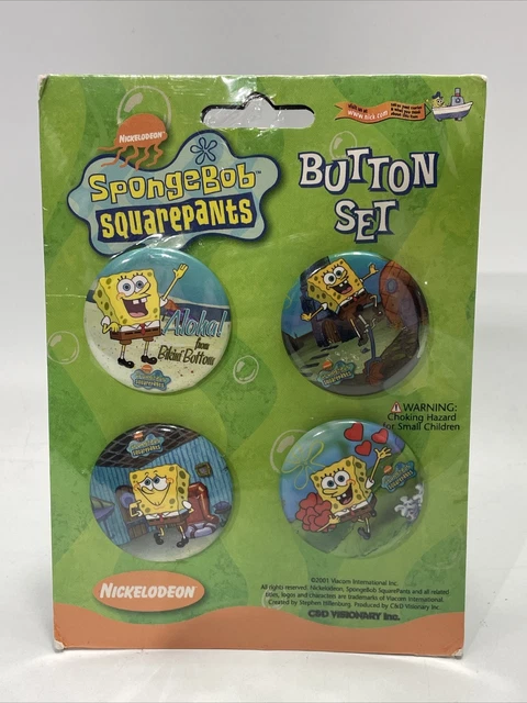 SPONGEBOB SQUAREPANTS BUTTON Set. 4 Pins. 2001 Nickelodeon. EUR 2,54 ...