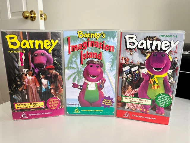 BARNEY THE DINOSAUR VHS Bundle x 3 Imagination Island, Happy Christmas ...