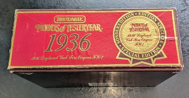 1936 FIRE ENGINE Match Box Old Model Toy U C Car Retro Man Ladder ...