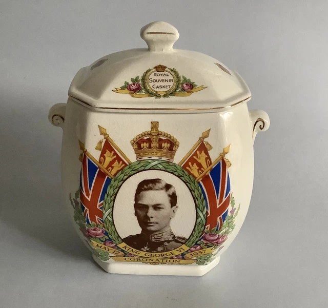 UNUSUAL KING GEORGE VI Coronation Royal Souvenir Casket, Ringtons ...