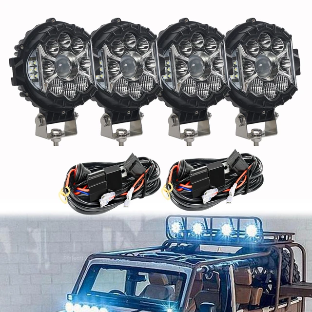 4PCS 7& ROUND LED Work Lights Combo Beam Offroad Driving Headlamp 4WD ...