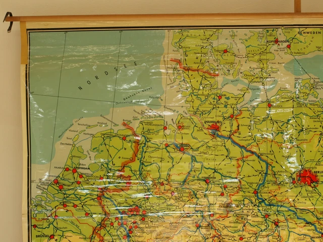 SCHOOL WALL MAP wall map school map Germany FRG GDR eastern territories ...
