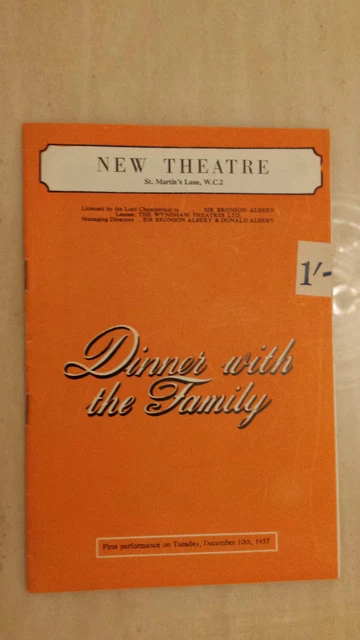 1957 NEW THEATRE - DINNER WITH THE FAMILY -John Justin & Jill Bennett £ ...