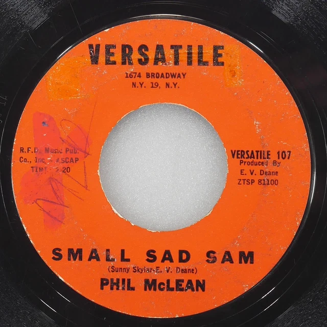 PHIL MCLEAN SMALL Sad Sam / Chicken VERSATILE 107 VG 45rpm $4.50 - PicClick