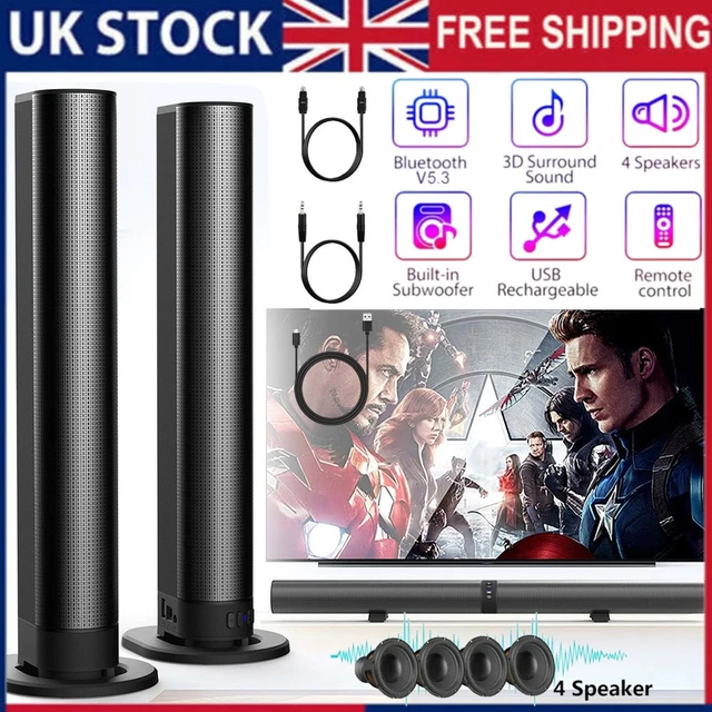 BLUETOOTH 5.3 3D Surround Sound Bar Wireless TV Home Theater Soundbar ...