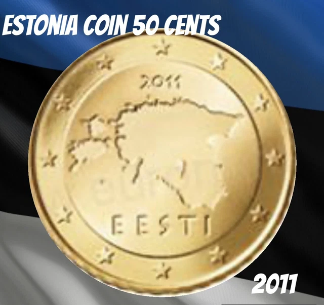 ESTONIA 🇪🇪 COIN 50 Cents 2011 1st Euro Coin Map Baltic Islands Tallin ...