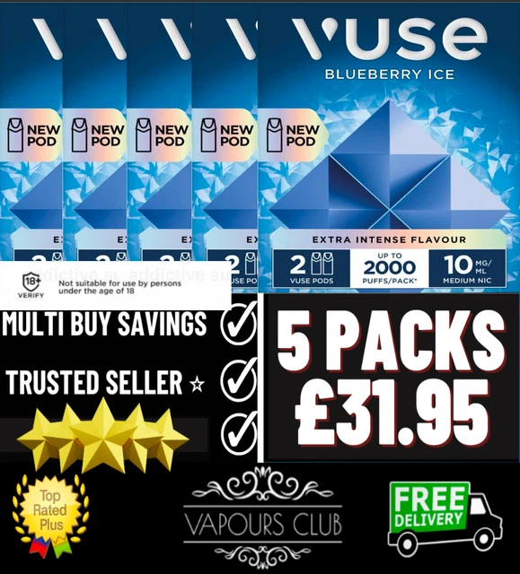 VUSE BLUEBERRY ICE ePod Cartridge Refills | NIC SALTS | 5 Packs (10 ...