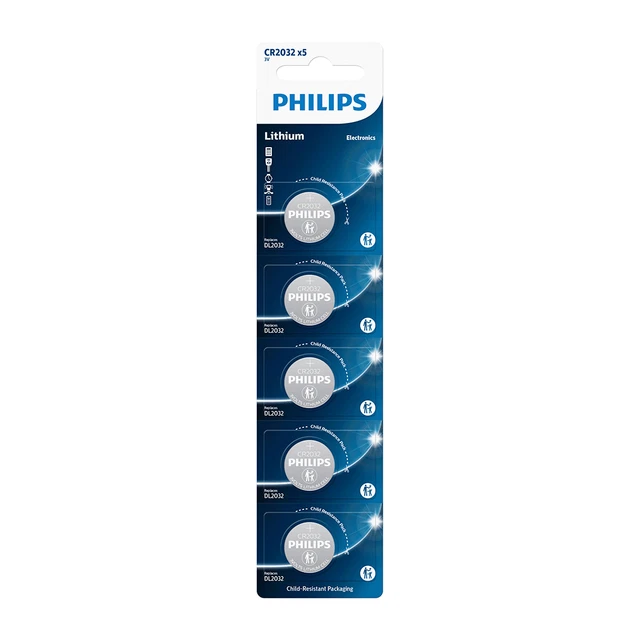 20 PHILIPS CR2032 Lithium Batteries 3V Cell Coin Button 5Bl Exp 2031 ...