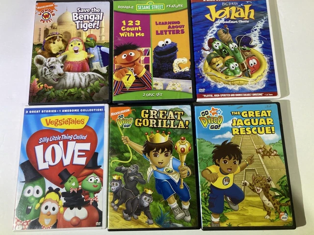 6 KIDS/ TODDLER DVD Lot: nickelodeon, veggie tales, sesame Daycares ...