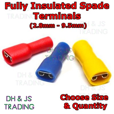 FULLY INSULATED FEMALE Spade Terminals Crimp Connector Electrical ...