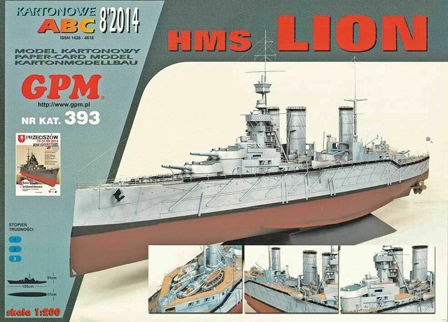 BRITISH CRUISER HMS Lion Paper Model 1:200 / Huge 105Cm £20.99 ...