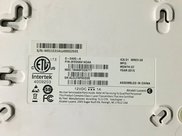 ALCATEL LUCENT BELL G-240G-A Bell modem 2 pots, 4 data plugs used $29. ...