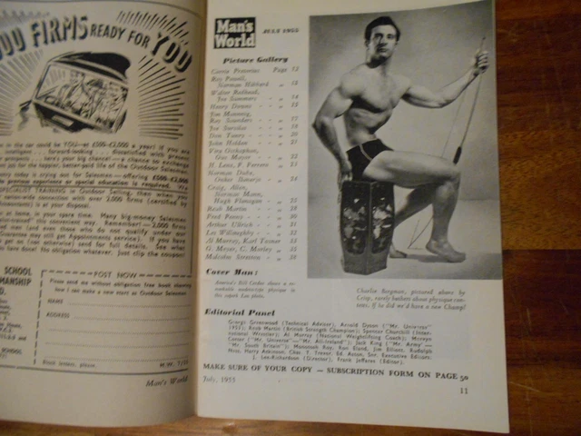 MAN'S WORLD BODYBUILDING muscle beefcake magazine BILL CERDAS 7-55 (UK ...