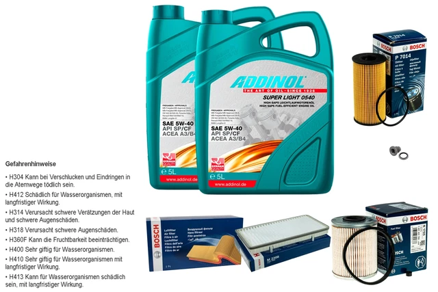 BOSCH INSPECTION SET 10L ADDINOL SUPER LUMIÈRE 5W-40 pour Opel Movano ...