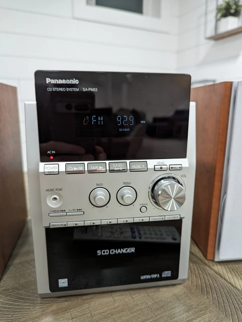 PANASONIC SA-PM53 COMPACT Bookshelf Stereo System AM/FM AUX 5-CD w ...