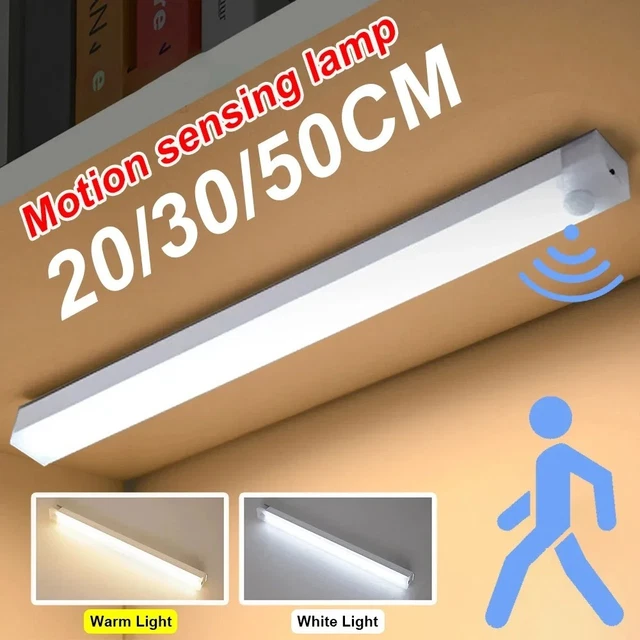 LED PIR MOTION Sensor Strip Light USB Rechargeable Magnetic Cabinet ...