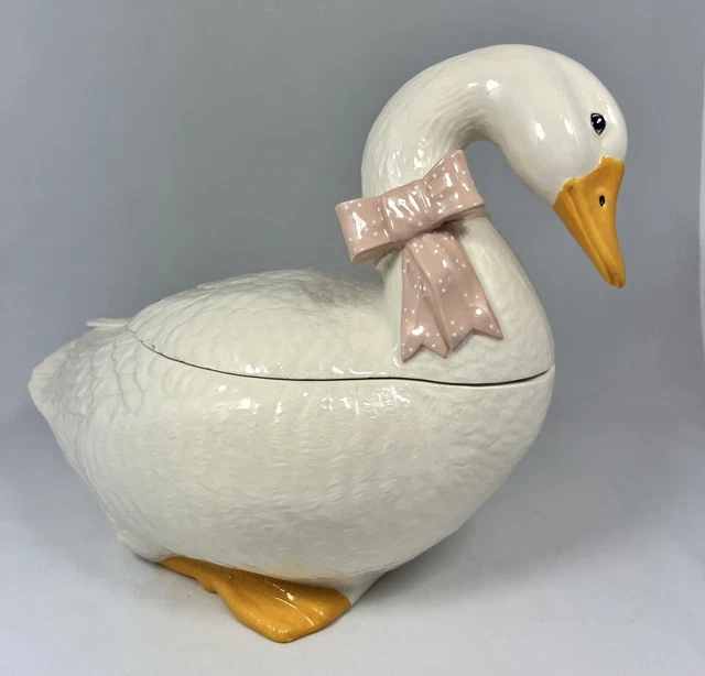 VINTAGE GOOSE/SWAN/DUCK COOKIE Jar. Sittre Ceramic Prod INC 1984 Pink ...
