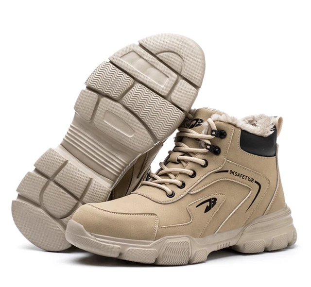 MEN WOMEN WINTER Safety Trainers Fur Lined Steel Toe Work Boots Outdoor ...