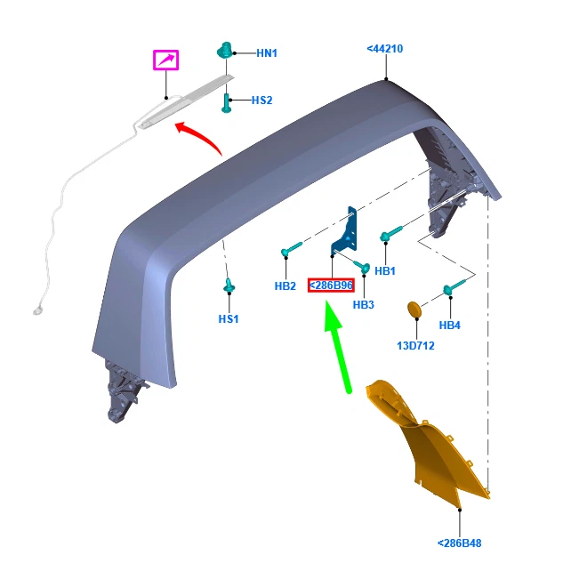 FORD RANGER T6 MK1 Rear Spoiler Left Reinforcement 2428819 NEW GENUINE ...