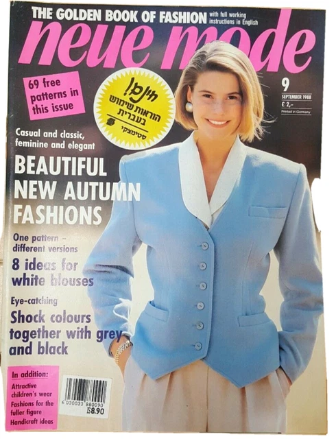 VINTAGE NEUE MODE Magazine September 1988 Full Uncut Sewing Patterns In ...