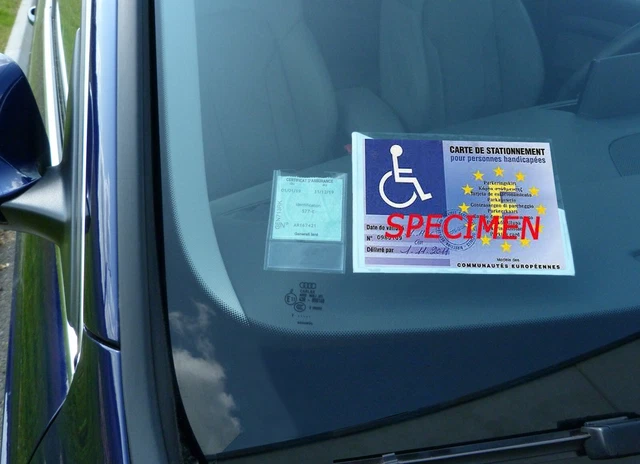 SUPPORT ADHÉSIF POUR carte stationnement handicapé made in France étui ...