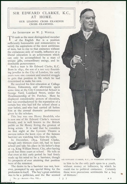 SIR EDWARD CLARKE, K.c., British Barrister At Home : Our Leading Cross ...
