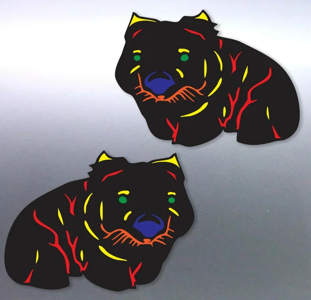 MIRRORED PAIR OF Aboriginal Wombat decal Sticker art artist Vinyl cut ...