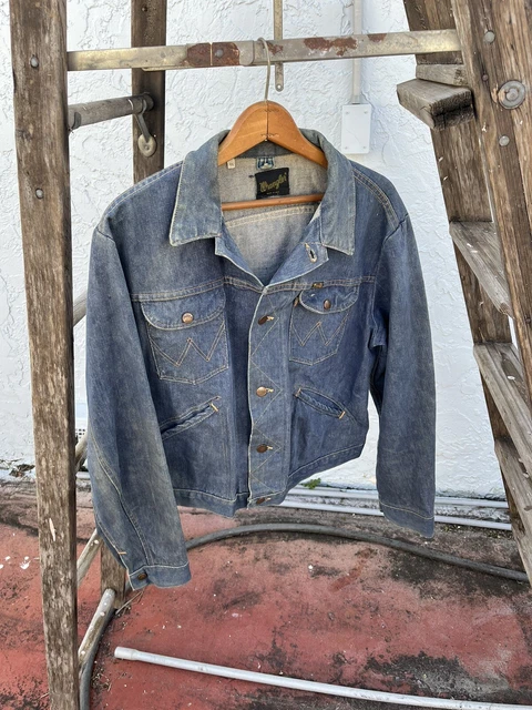 VINTAGE 50S 60S Wrangler Denim Jean Jacket Blue Selvedge Size 44 $199. ...