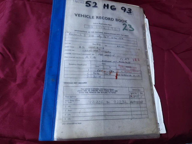 LAND ROVER LIGHT Weight , Military Vehicle Record Book 52 HG 93 £40.00 ...